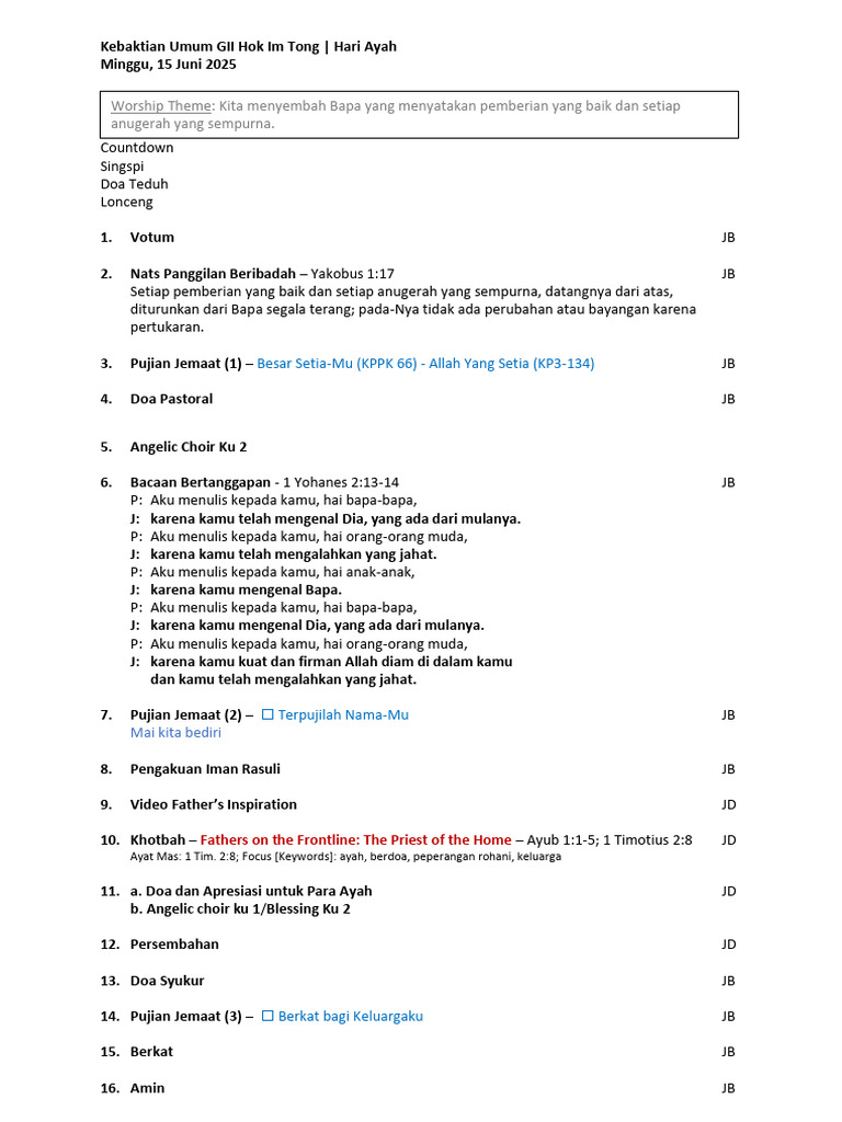 KU GII HIT Minggu 15 Juni 2025 - Hari Ayah | PDF