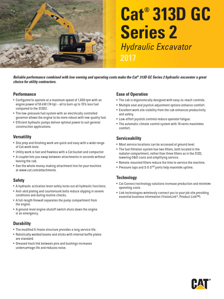 Key Features and Benefits For Cat 313D GC Series 2 | PDF | Horsepower ...
