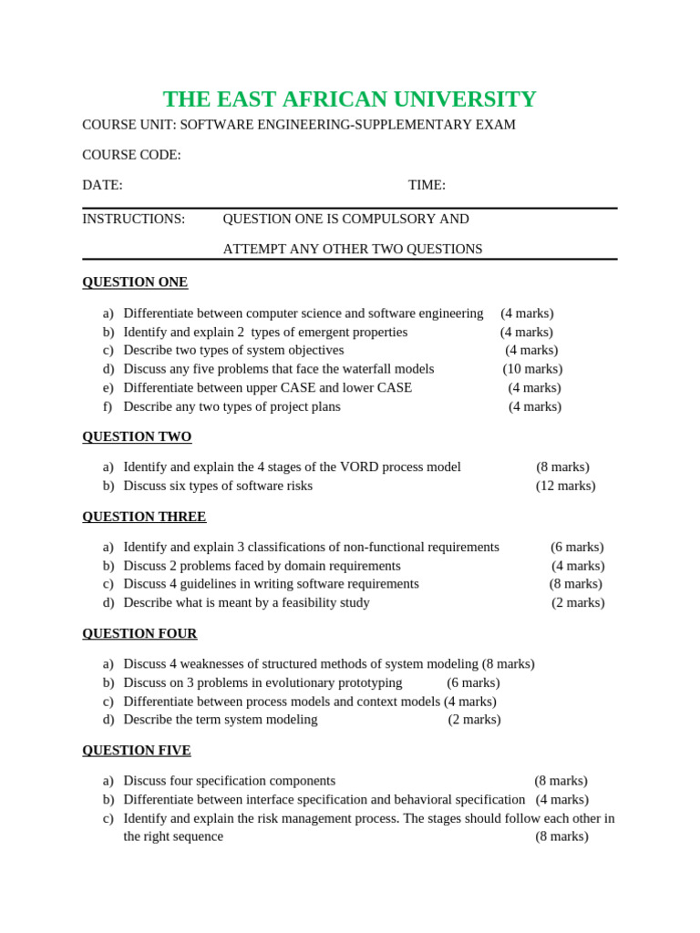 Software Engineering Supplementary Dec Paper | PDF