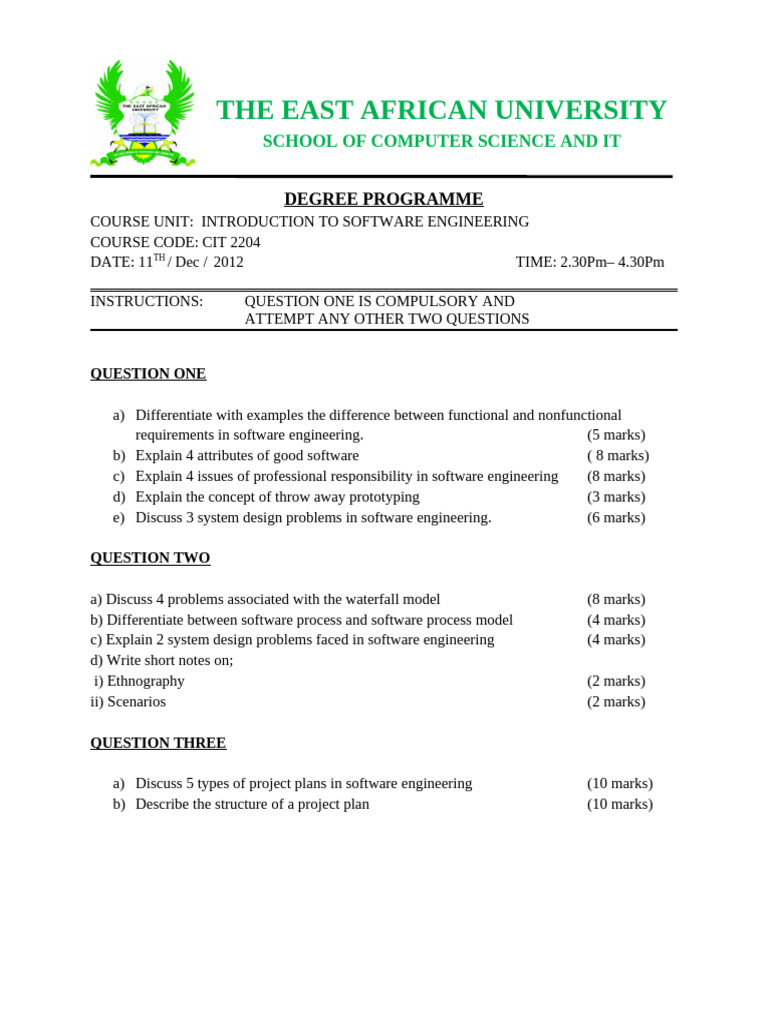 Software Exam Draft Degree | PDF