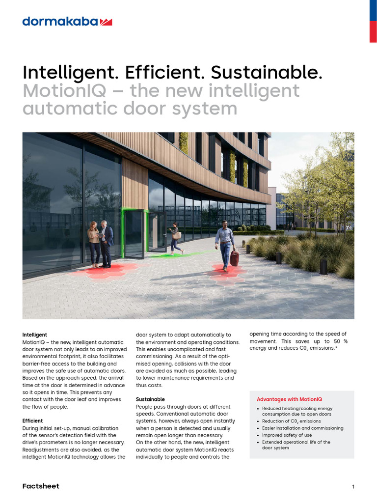 Dormakaba Motioniq Factsheet en | PDF | Door | Energy Conservation