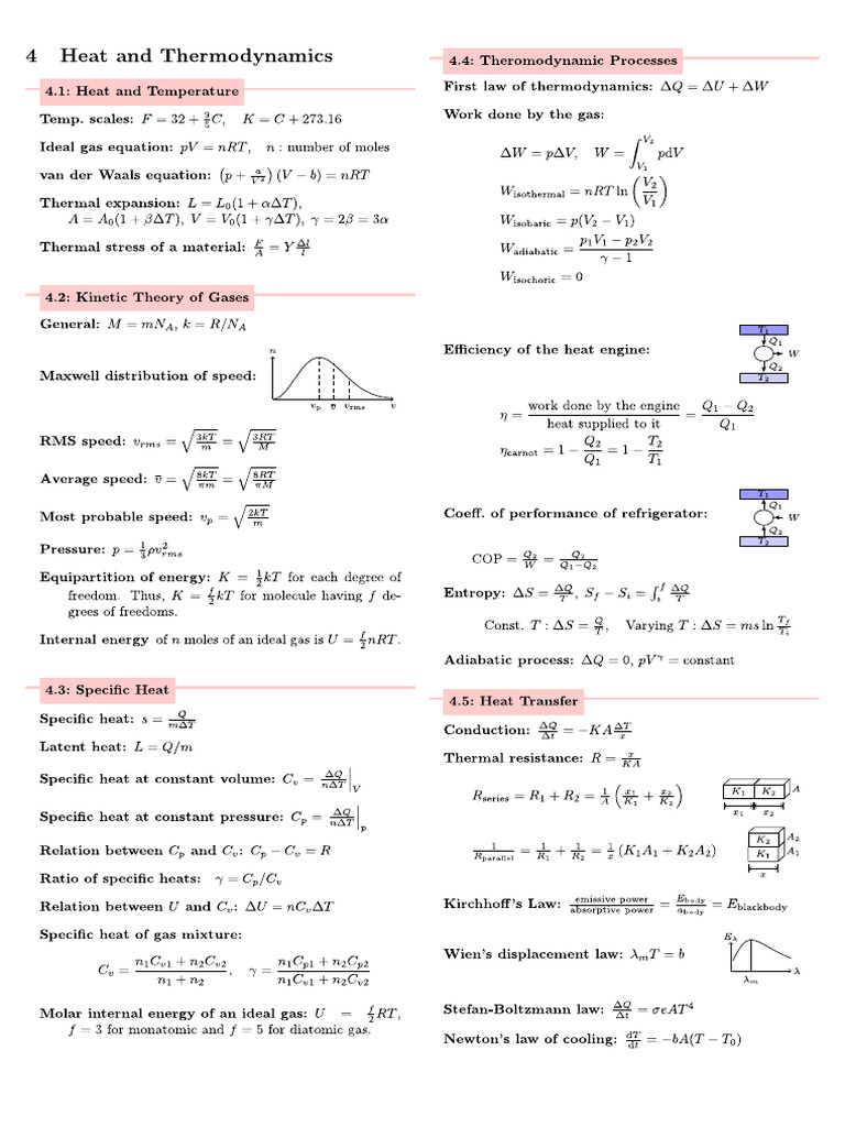 Heat and Thermodynamics - PHYSICAL CONSTANTS | PDF