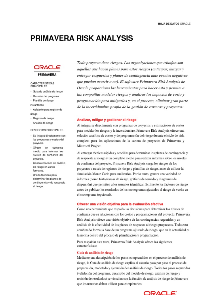 Primavera Risk Analysis MX Ds 456619 Esa | PDF | Software | Toma de ...
