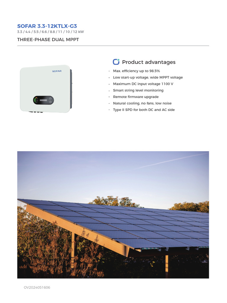 Sofar Inverter SOFAR 3.3-12KTLX-G3 | PDF | Alternating Current | Power ...