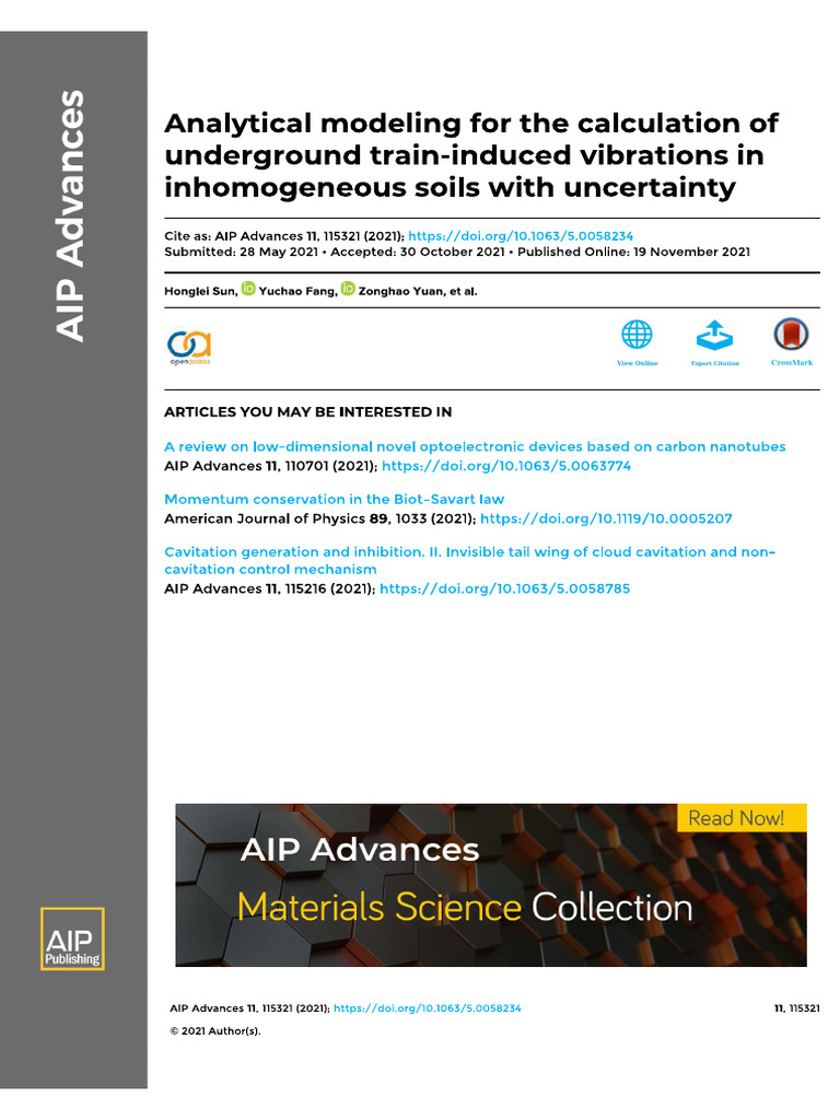 Analytical Model For The Caslculation of Train-Induced Vibrations | PDF