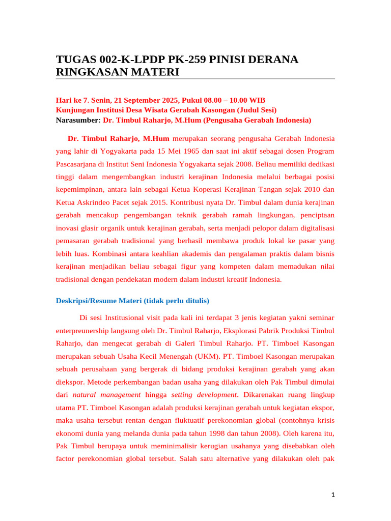 Contoh Format Ringkasan Materi Kelompok Tanpasere | PDF