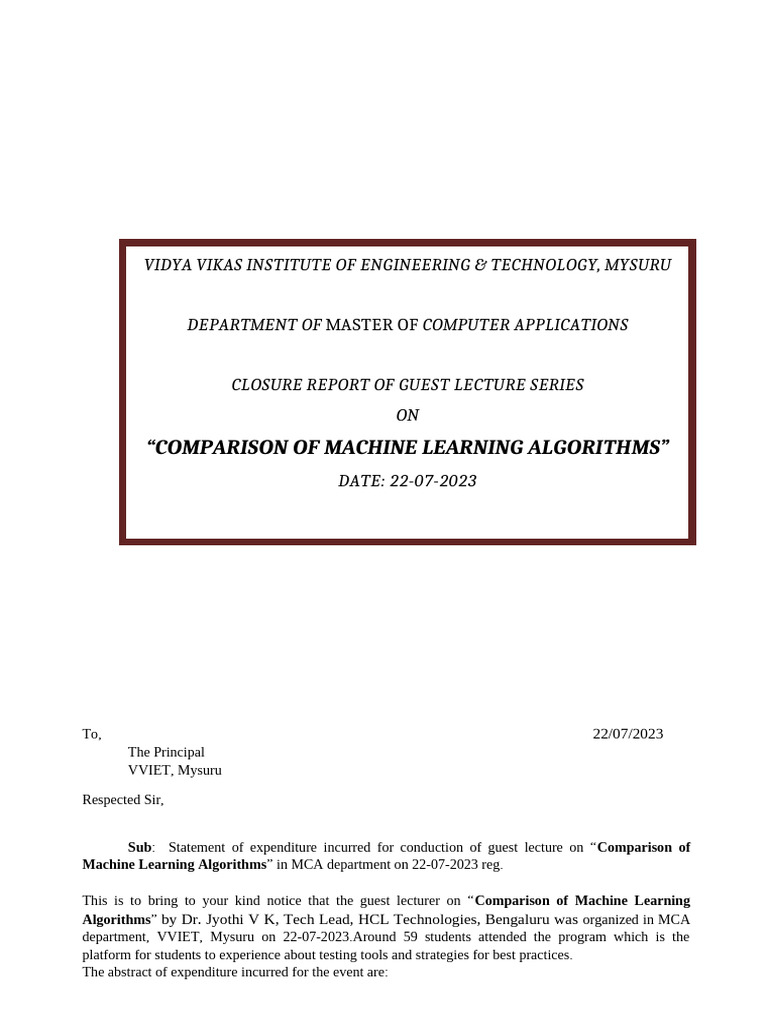Comparision of Machine Learning Algorithms Report | PDF | Machine Learning | Learning