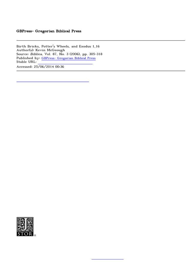 SHMOT25 Ex 1 16 Birth Bricks Potter's Wheels and Exodus 1 16 | PDF ...