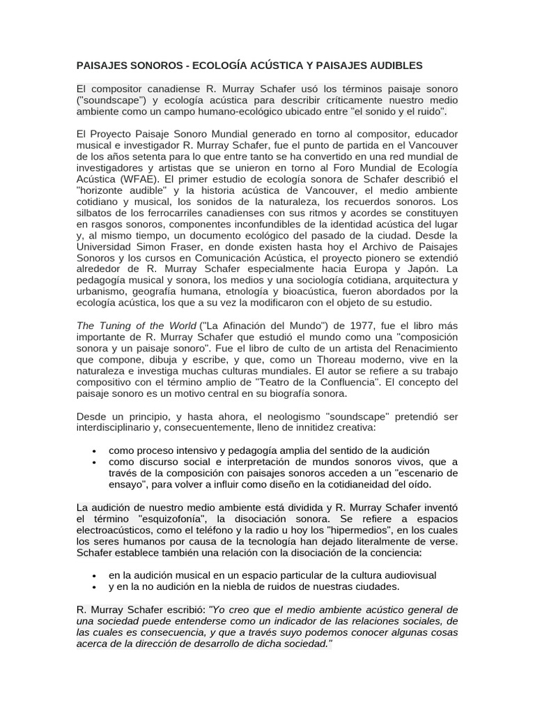 Paisajes Sonoros | PDF | Sonido | Acústica