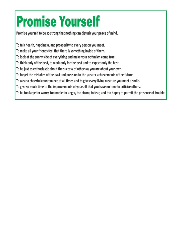 Promise Yourself | PDF