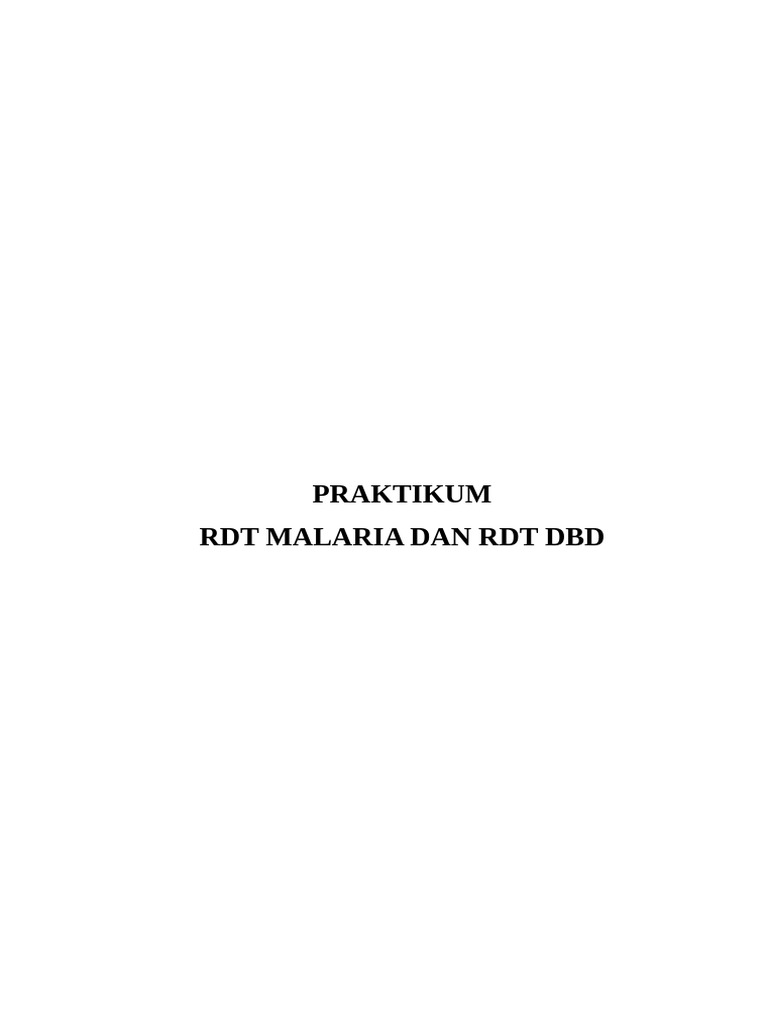 RDT untuk Malaria dan DBD | PDF