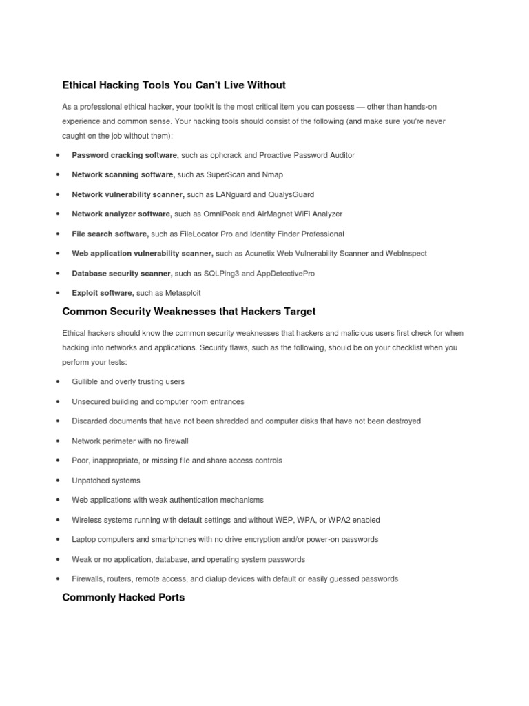 Ethical Hacking Tools You Can | PDF | Security Hacker | White Hat ...