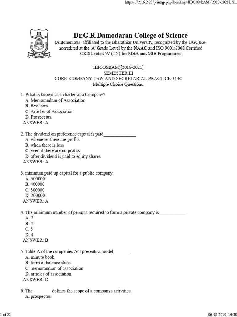 313C - Company Law and Secretarial Practice | PDF | Liquidation ...