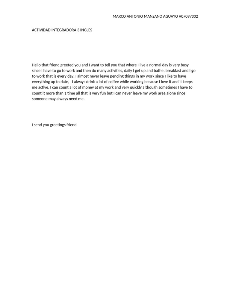 Actividad Integradora 3 Ingles | PDF