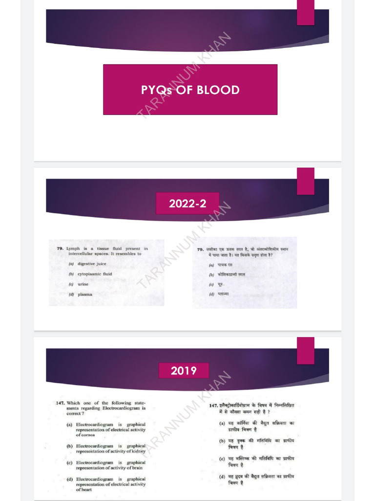 PYQs of Blood | PDF