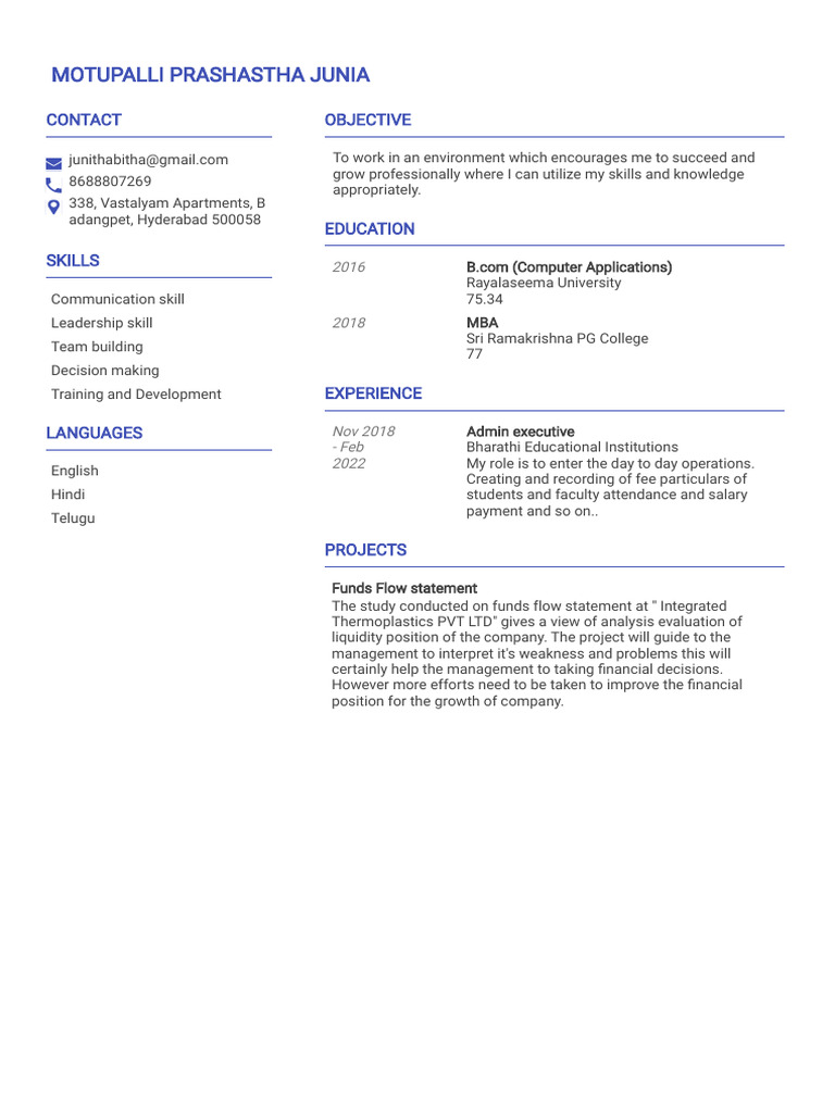 Prashastha Junia Resume Apna | PDF