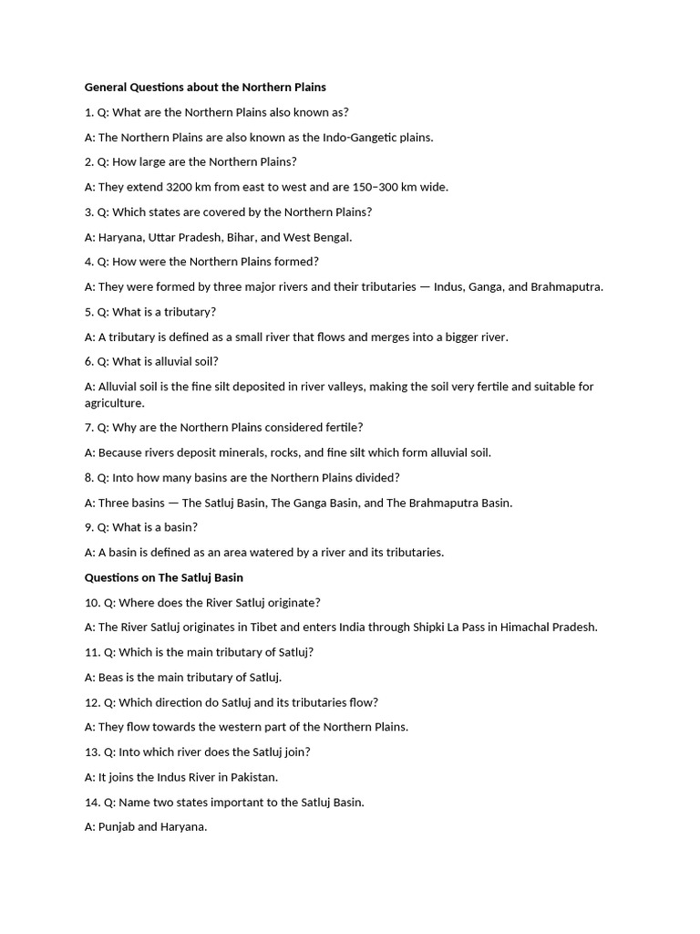 General Questions About The Northern Plains | PDF