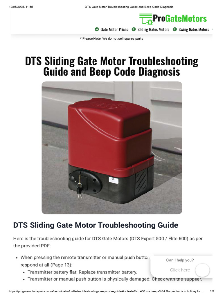 DTS Gate Motor Troubleshooting Guide and Beep Code Diagnosis | PDF ...