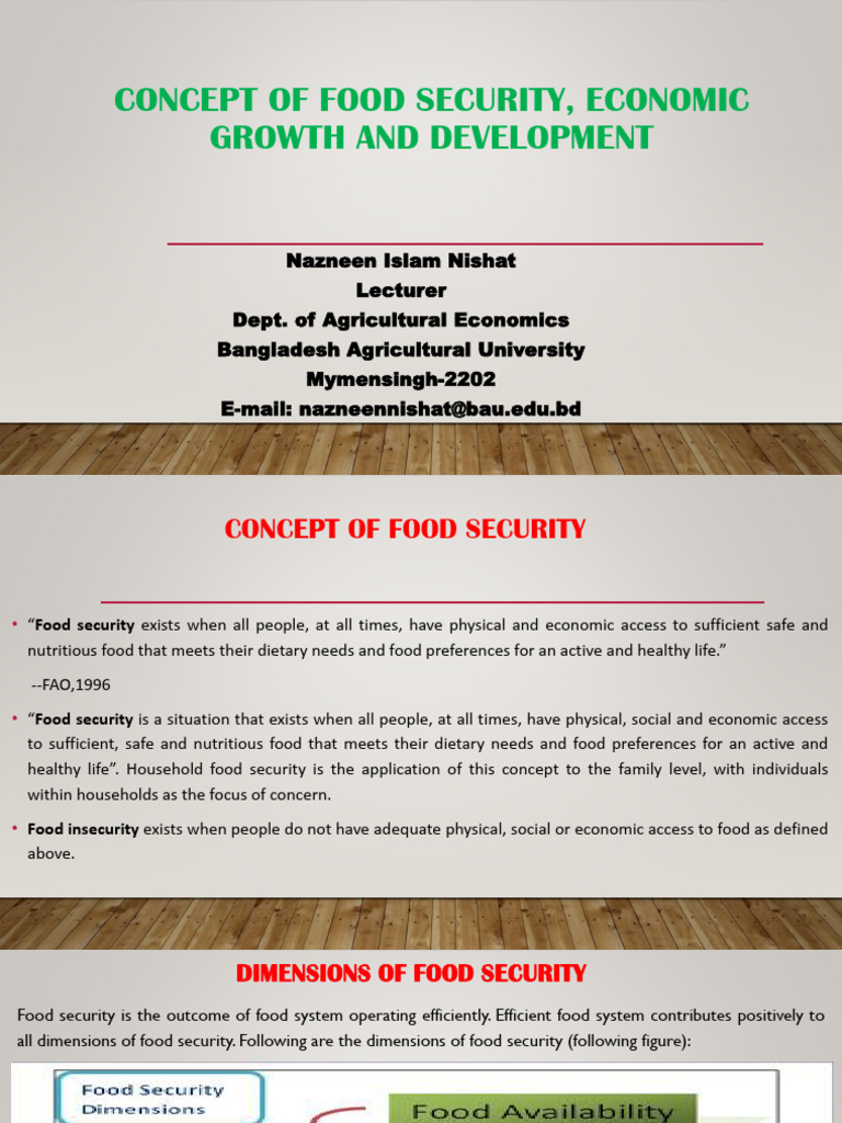 Concept of Food Security, Economic - Growth and Development - Nazneen ...