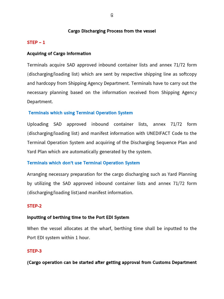 Cargo Discharging Process Overview | PDF | Electronic Data Interchange ...