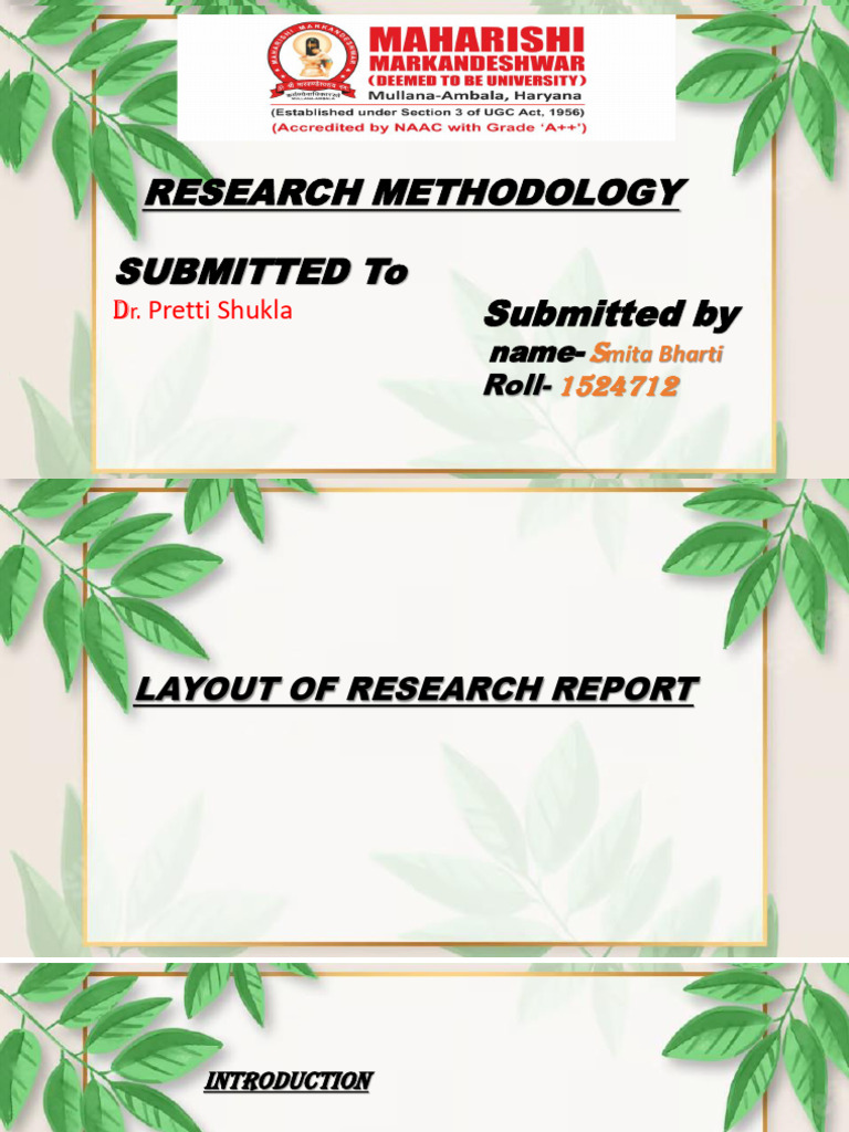 Layout of Research Report | PDF | Methodology | Statistical Inference