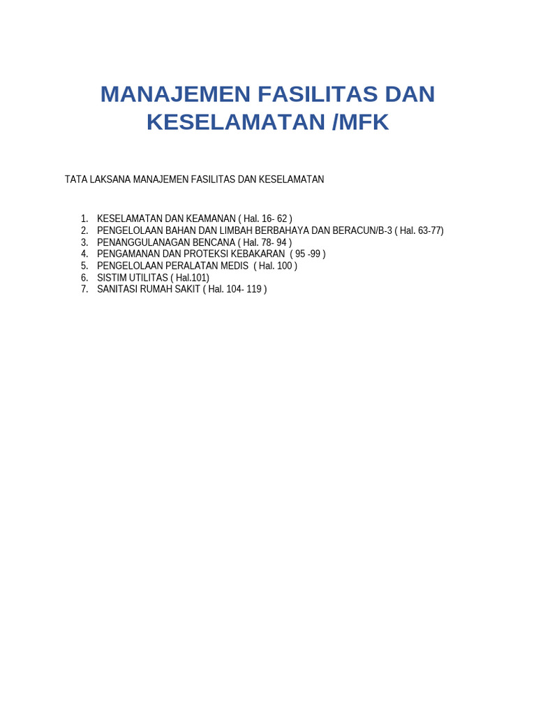 Manajemen Fasilitas Dan Keselamatan | PDF