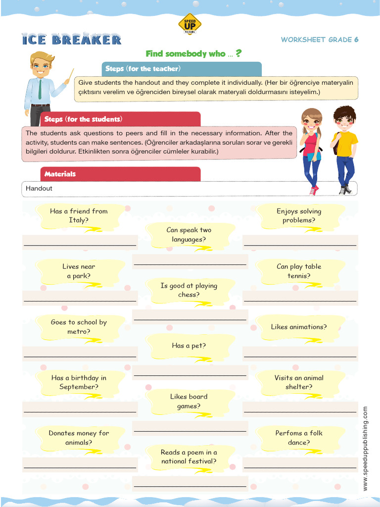 6 Sinif Ice Breaker Sheet | PDF