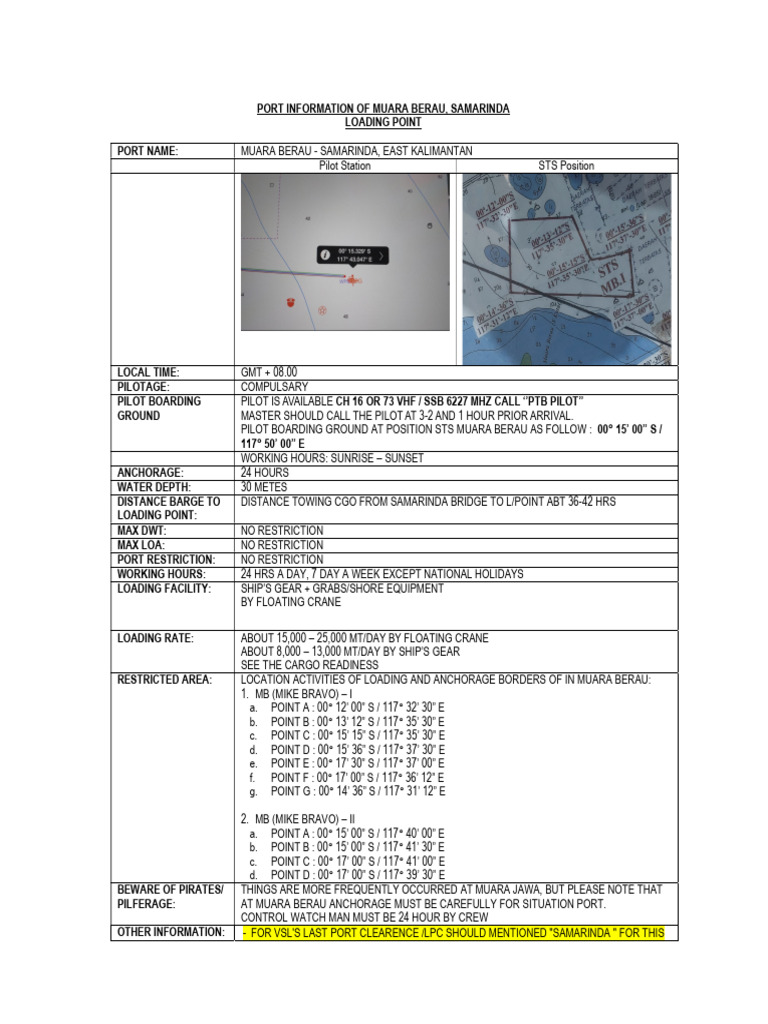 1 Port Info Muara Berau | PDF | Shipping | Water Transport