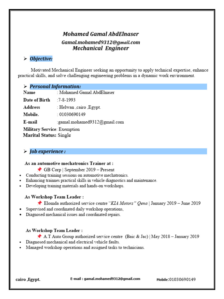 Mohamed Gamal CV Compressed | PDF