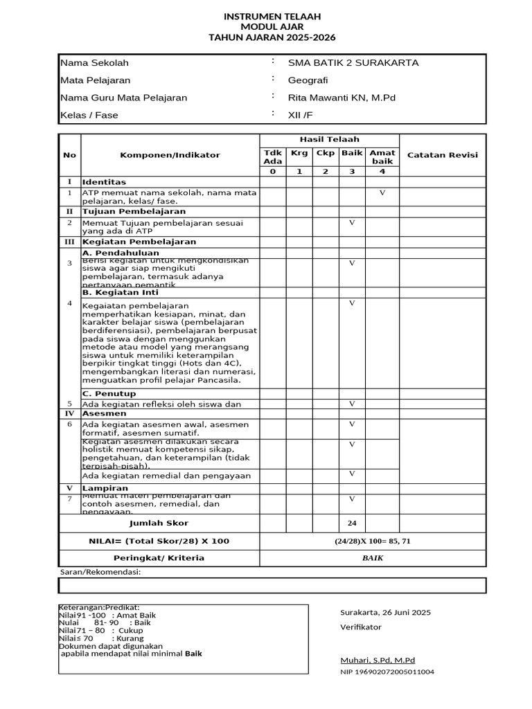 Verifikasi Modul Ajar Xii | PDF