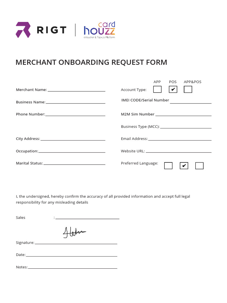 Tempalate Onboarding - Park Market | PDF