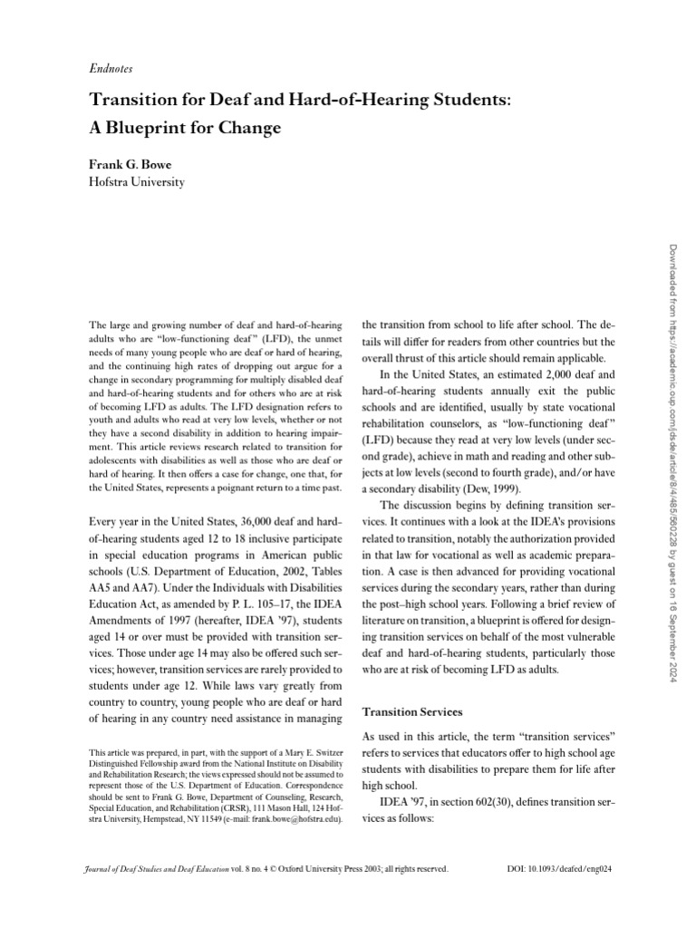 Transition For Deaf and Hard-Of-Hearing Students | PDF | Supplemental ...