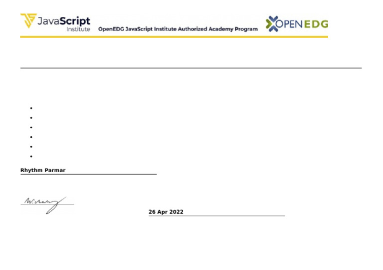 Value of NetAcad JavaScript Certificate | PDF