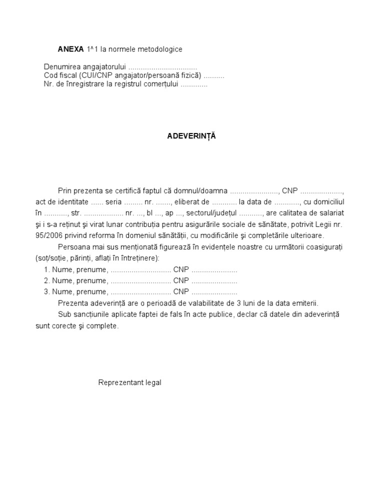 Adeverinta Angajat Card European