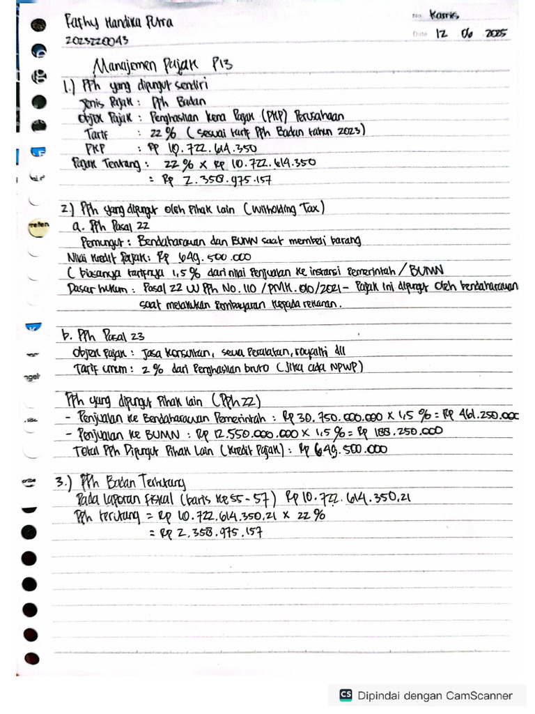 Rafhy Handika Putra 2023220043 - Manajemen Pajak P13 | PDF