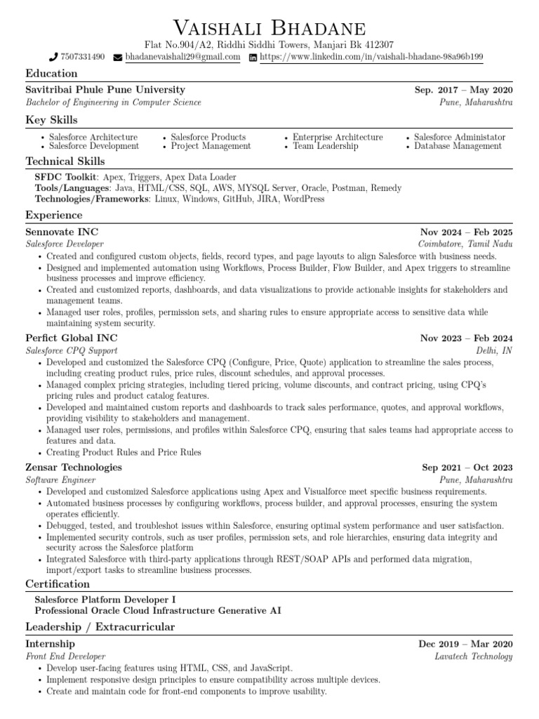 Naukri VAISHALIBHADANE (3y 0m) | PDF | Business Process | Cloud Computing