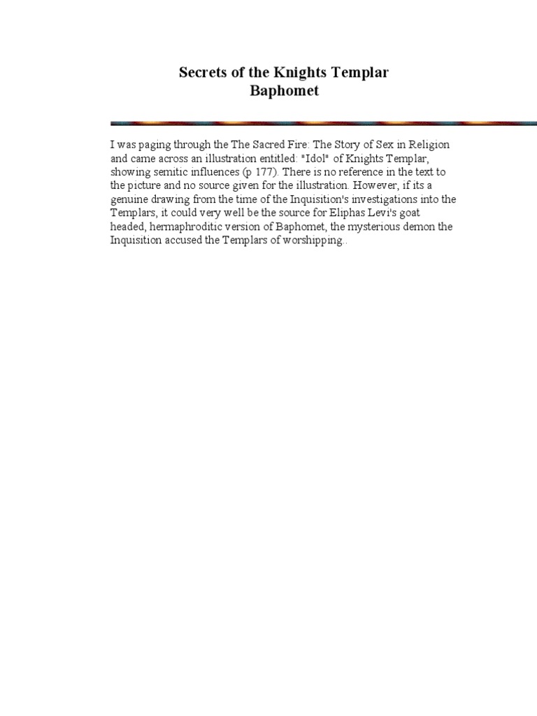 Secrets of The Knights Templar - Baphomet | PDF