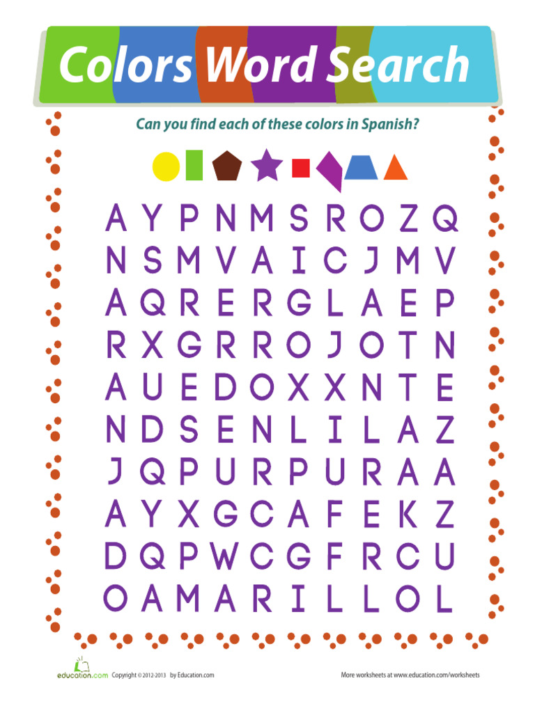 Colors Spanish Word Search | PDF