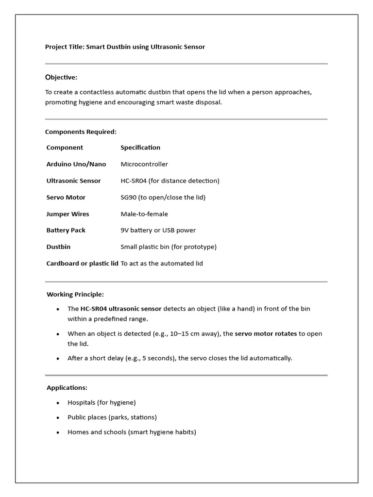 Smart Dustbin | PDF