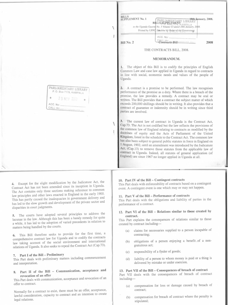 Contracts Bill 2008 | PDF