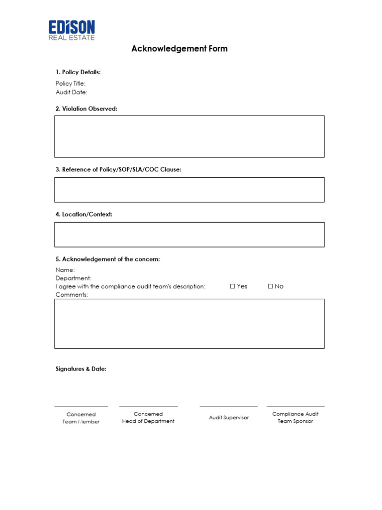 Acknowledgement Form | PDF