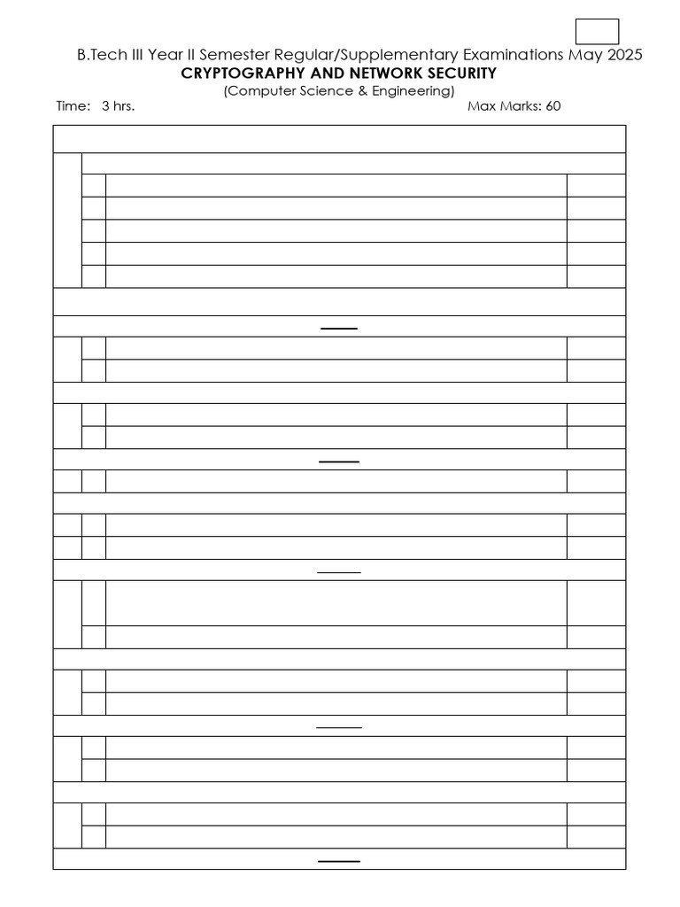 CNS (R20) - III-II - Model Question Paper - 03!01!2025 | PDF | Cryptography | Public Key ...