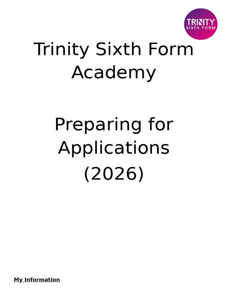 Trinity Sixth Form Application Guide 2026 | PDF | Skill | Information