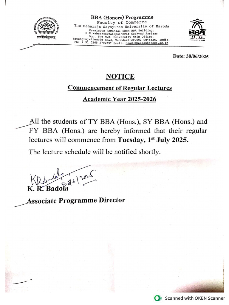 Commencement of Lectures | PDF