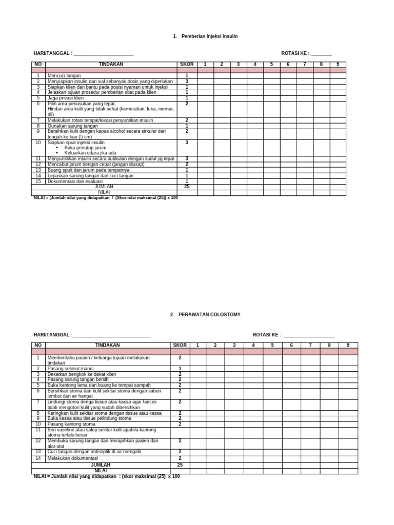 Check List Osce Tk2 2425 | PDF