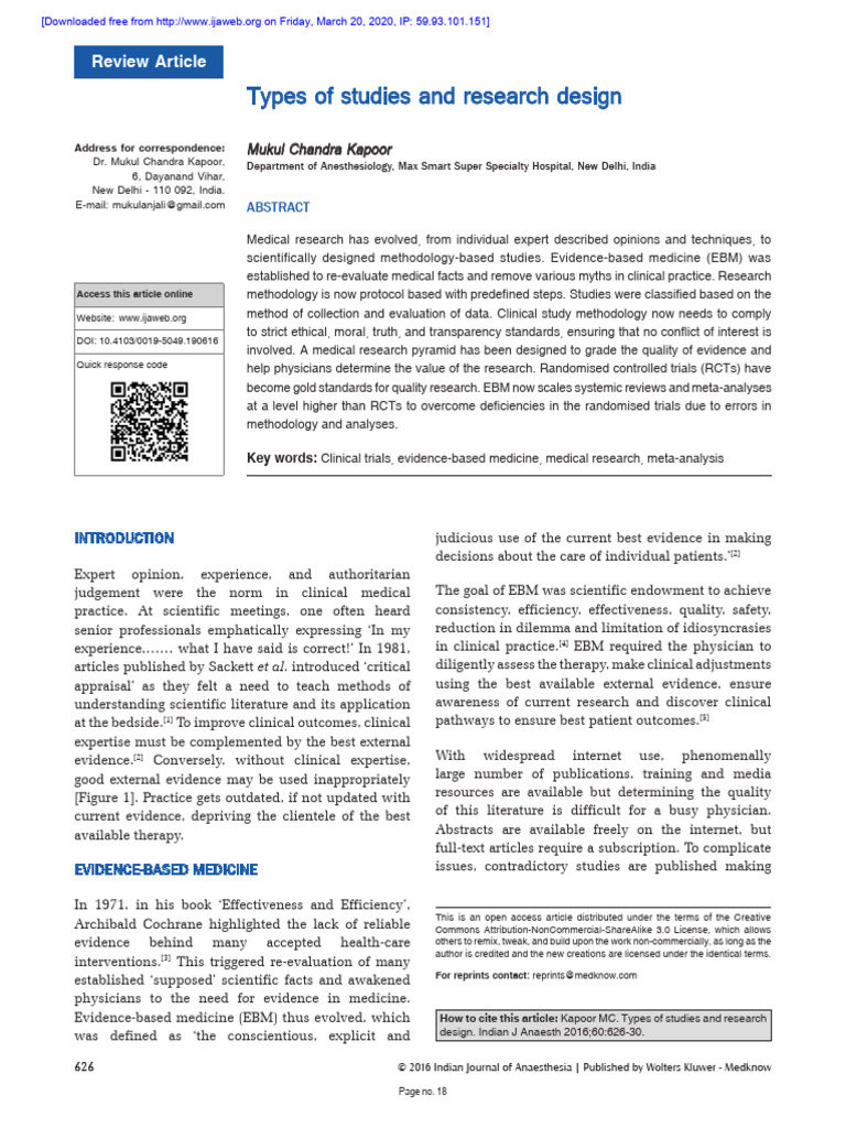 Types of Medical Research Studies | PDF | Evidence Based Medicine ...