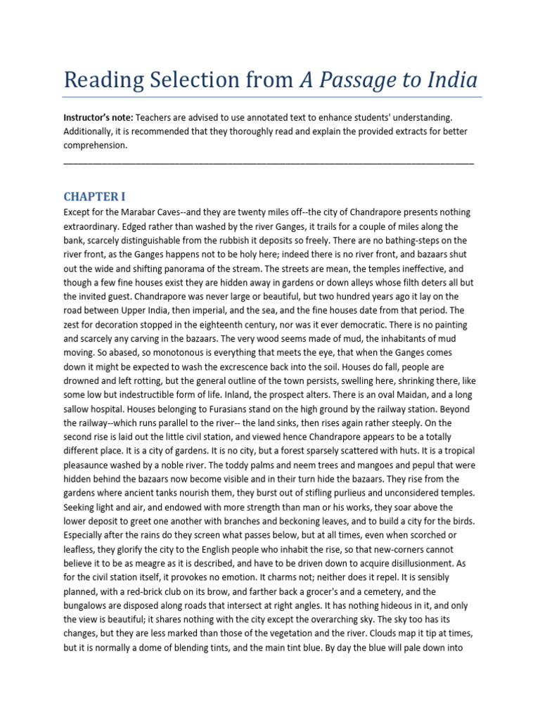 A Passage to India: Chandrapore Overview | PDF | Sky