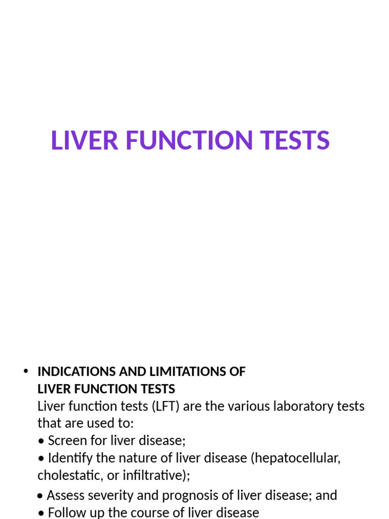 Liver Function Tests | PDF | Blood Plasma | Liver