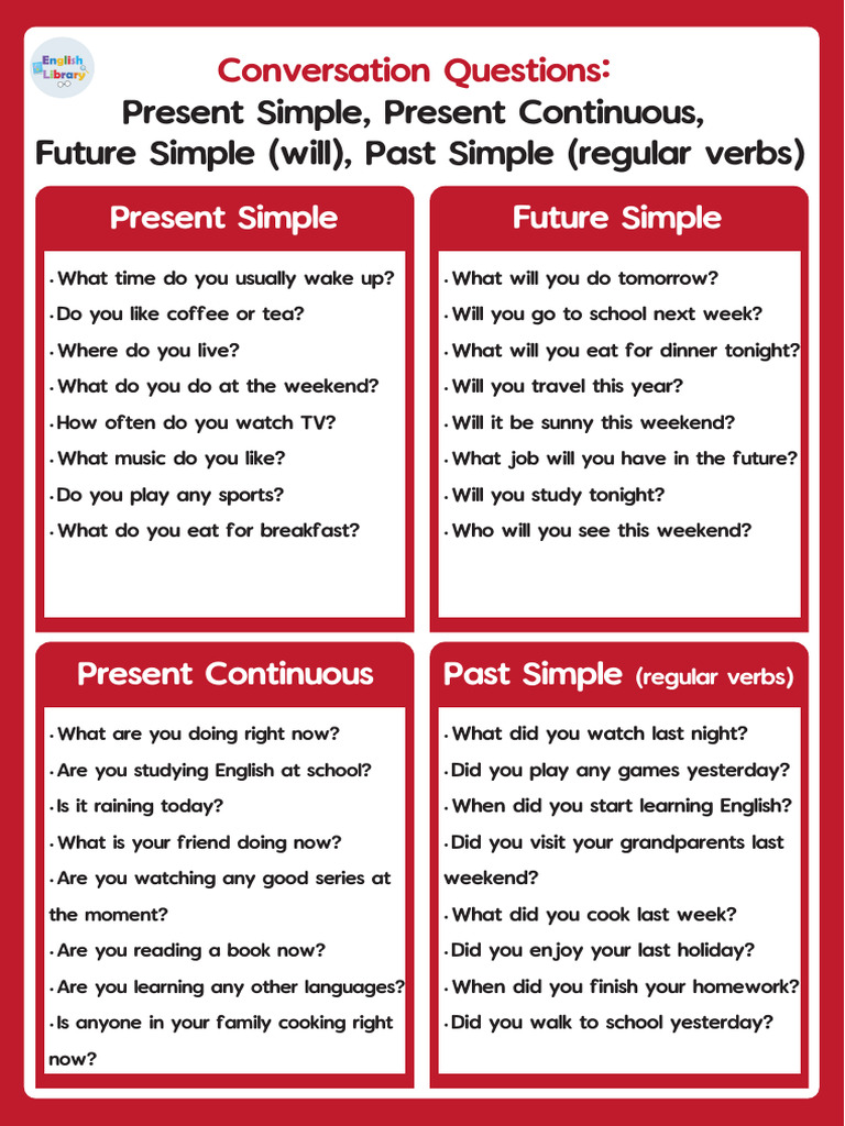 Conversation Questions 4 Tenses - EnglishLibrary | PDF