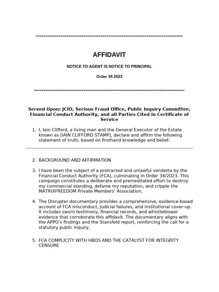 Affidavit Re Recusal of Judge Baumgartner Order 34 2023 | PDF | Hbos ...